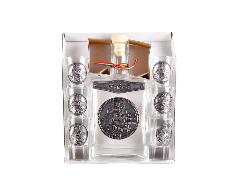 Sticla de tuica cu 6 pahare Dracula - artizanat-cadouri.ro