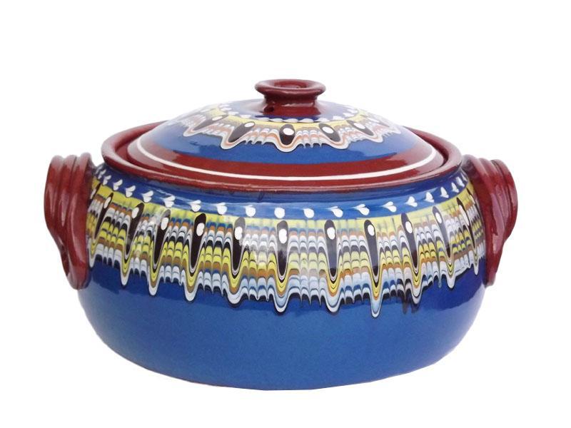 Oala din lut 10 L - albastru modern - artizanat-cadouri.ro