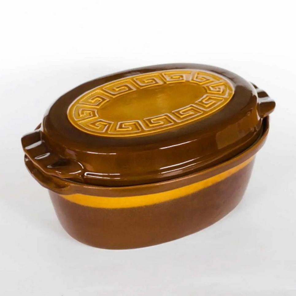 Vas lut oval mediu glazurat 4.5 L - artizanat-cadouri.ro