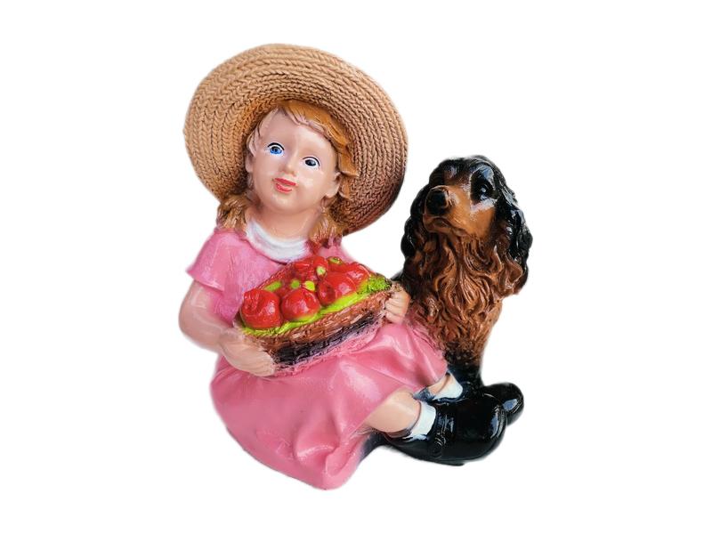Decoratiune pentru gradina,Fetita cu catelus - artizanat-cadouri.ro